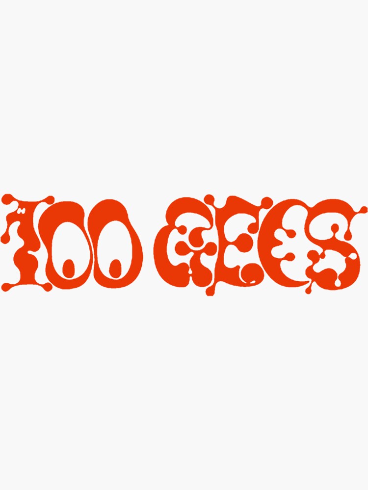 "100 gecs text logo orange " Sticker by DeliaCreative99 | Redbubble