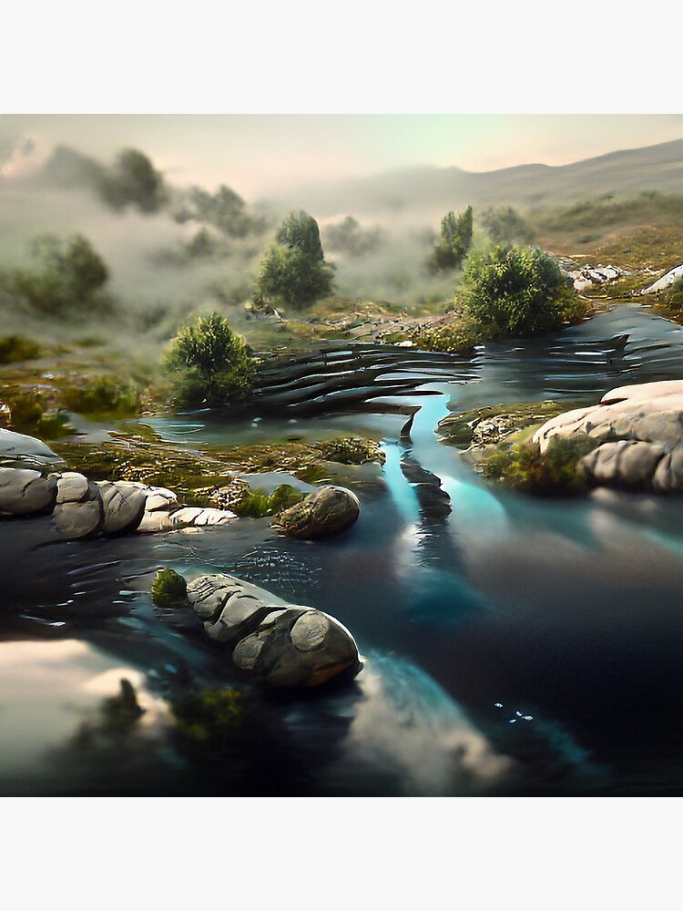 "Calm Beautiful Stream |Hi-Res Digital Art" Poster for Sale by ...