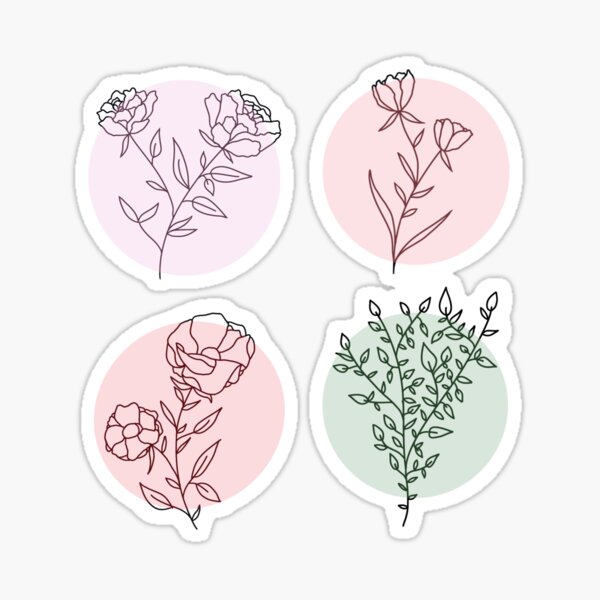 "Aesthetic minimalist flower design " Sticker by Holly-berry-art ...