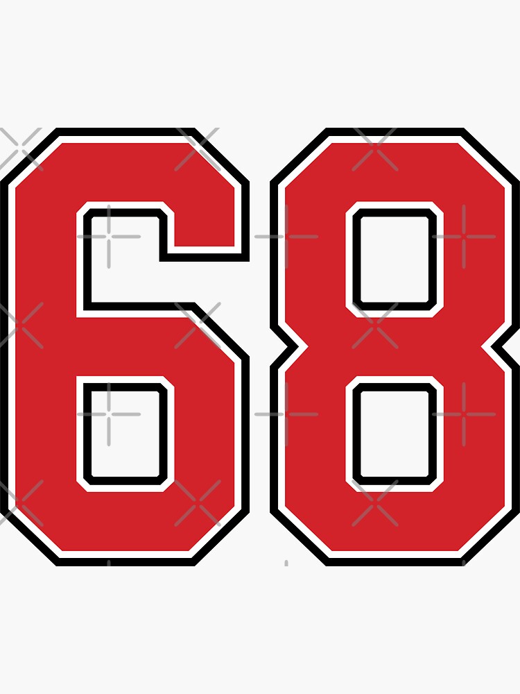 "Sports Number 68, red black color lucky sport sixty eight" Sticker for ...