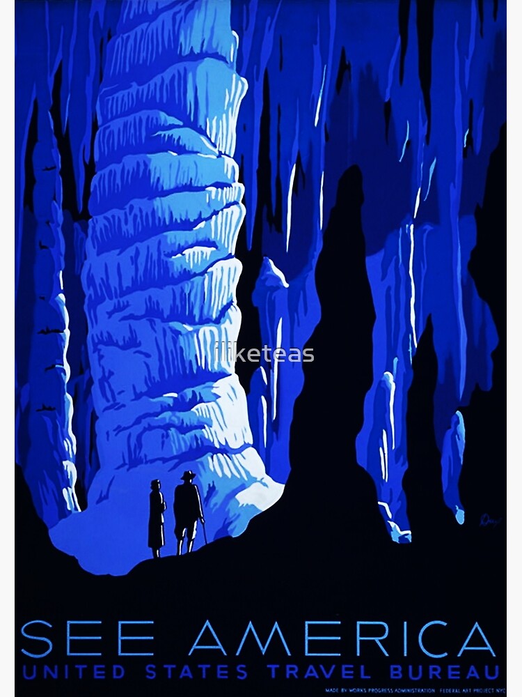 "See America Vintage Travel Poster Caves" Poster by iliketeas | Redbubble