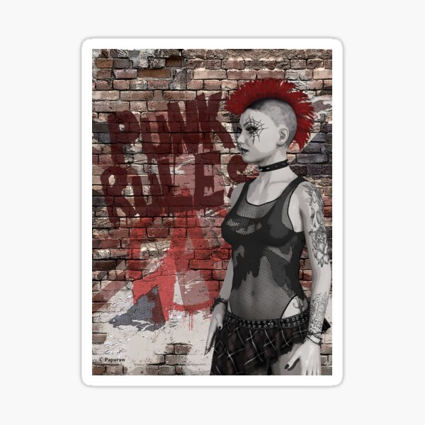 "PUNK RULES" Sticker by Paparaw | Redbubble