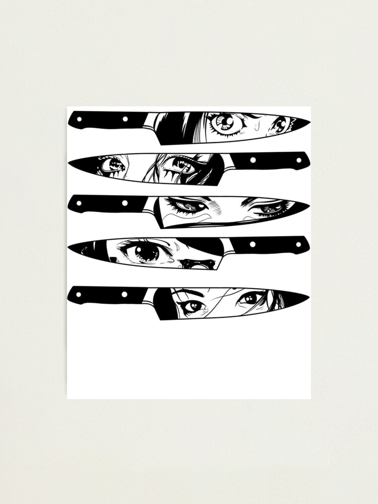 "Japanese Knives With Girl Face Anime Inspired Sad Art Crying Girl ...