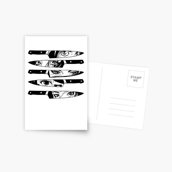 "Japanese Knives With Girl Face Anime Inspired Sad Art Crying Girl ...