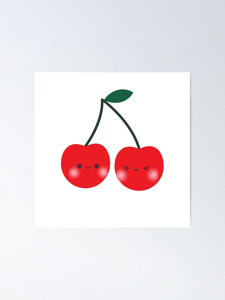 "Cute Adorable Kawaii Chibi Cherries" Poster for Sale by doodle-joy ...