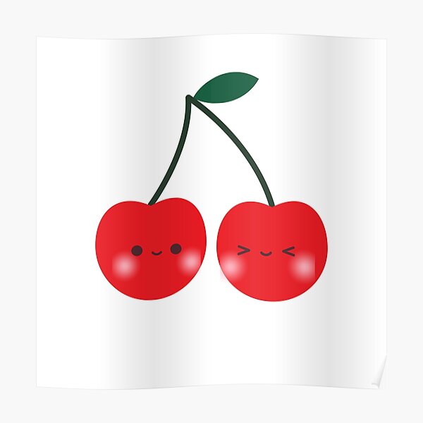 "Cute Adorable Kawaii Chibi Cherries" Poster for Sale by doodle-joy ...