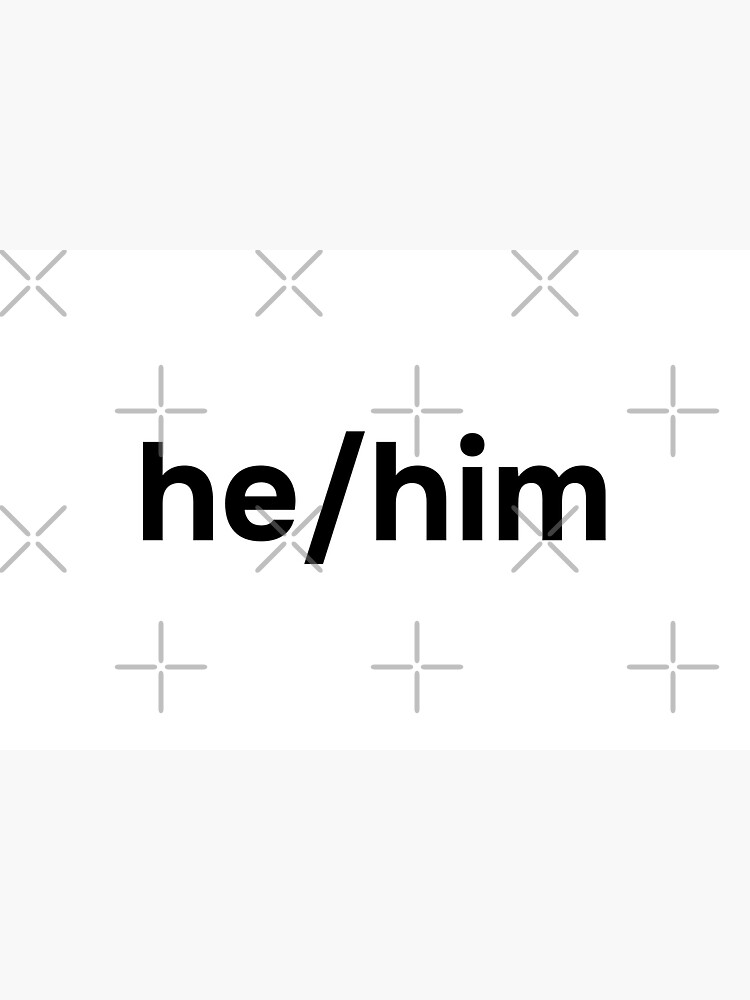 "He/him pronoun. Simple black lettering." Sticker by helga-wigandt ...