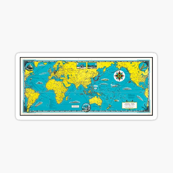 "Vintage WW2 War Map (1942) Total War Battle Map (HQ-Karte)" Sticker ...