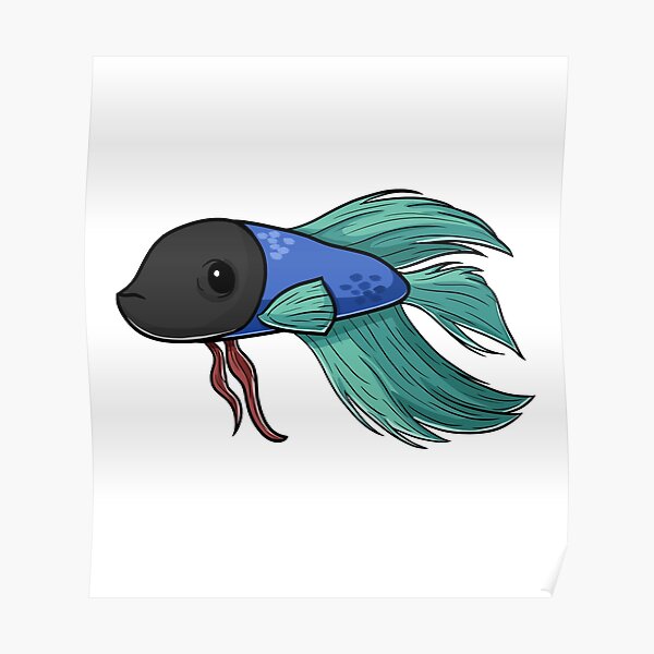 "Cartoon Blue Betta Fish" Poster for Sale by JasonWendland | Redbubble