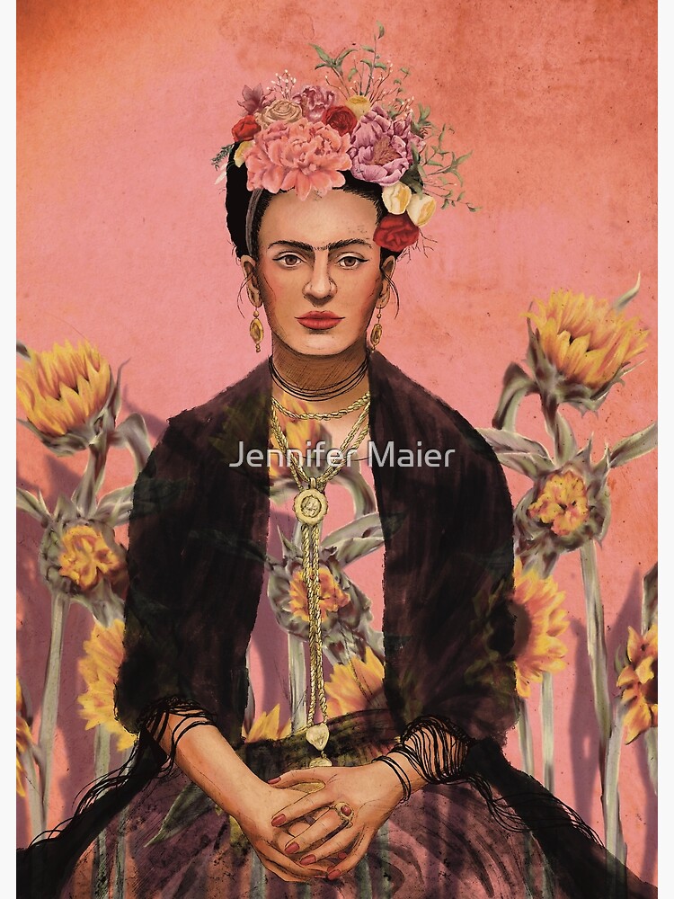 "Frida Kahlo Sunflower Portrait Painting" Postcard by Jennifer Maier ...