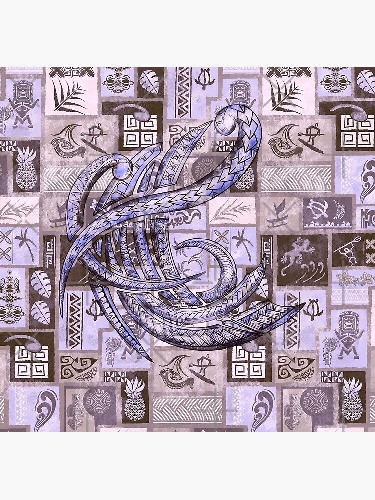 "Vintage Samoan Tapa Patchwork - Hawaiian Ancient Tribal Overlay " Art ...