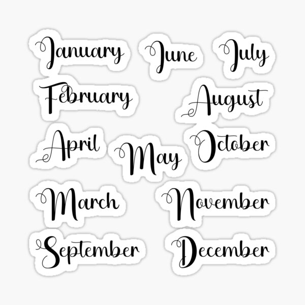 "Months of the Year sticker pack" Sticker by MerWishes | Redbubble