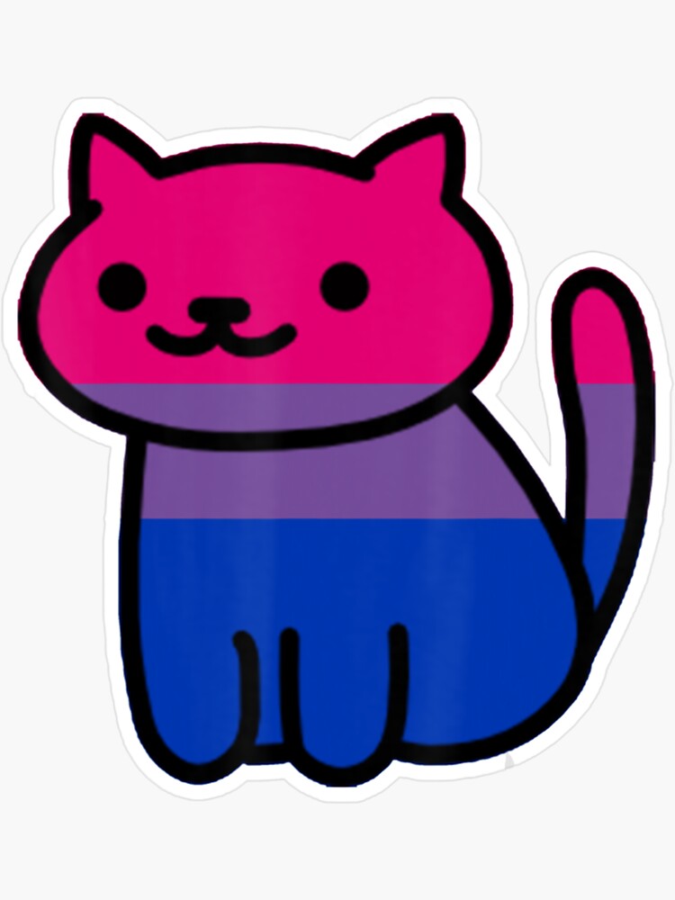 "Bisexual Pride Lovers Flag Lgbt Cute Kawaii Cat Cat" Sticker by ...