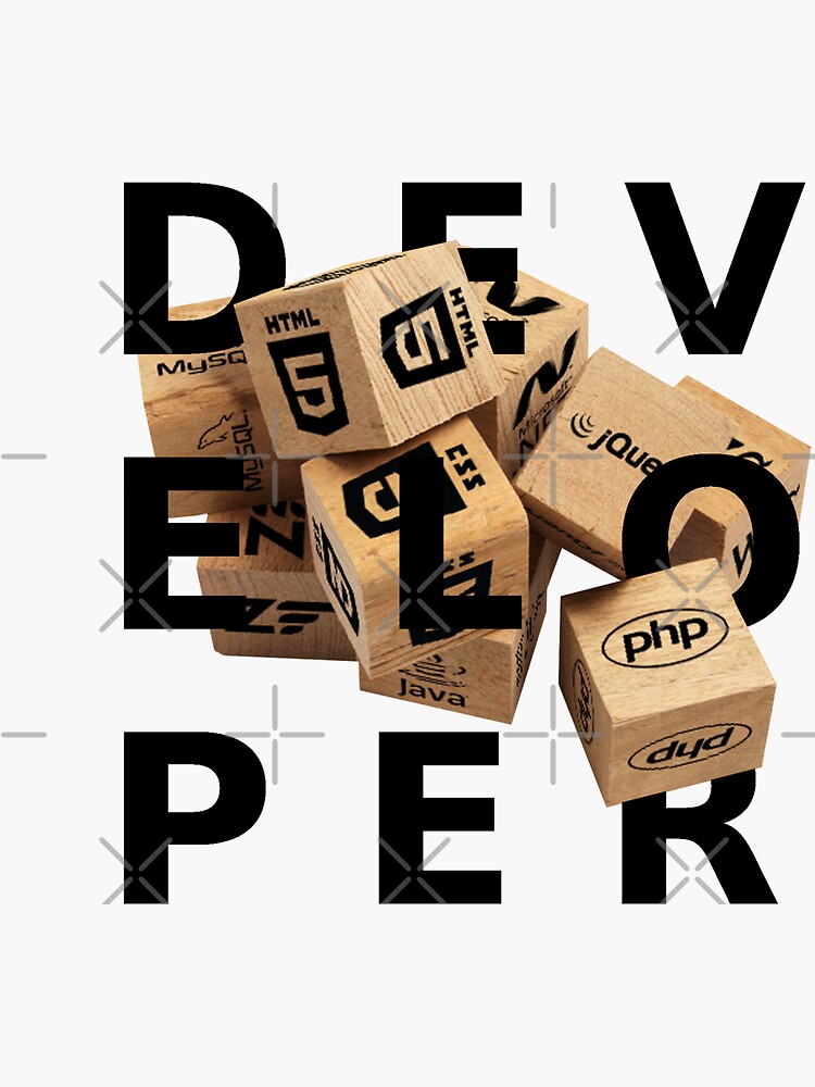 "developer cubes white edition" Sticker by yourgeekside | Redbubble
