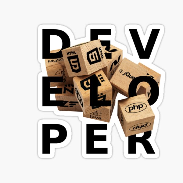 "developer cubes white edition" Sticker by yourgeekside | Redbubble