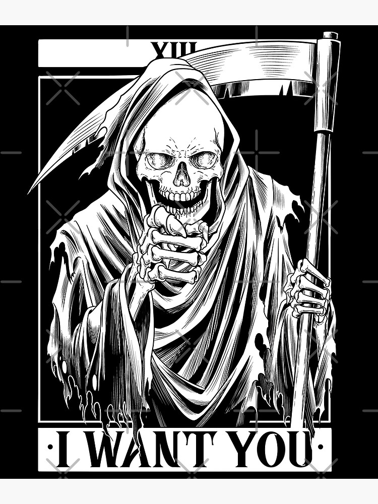 "Blackcraft the Grim Reaper Wants you Death Tarot Card XIII" Art Print ...