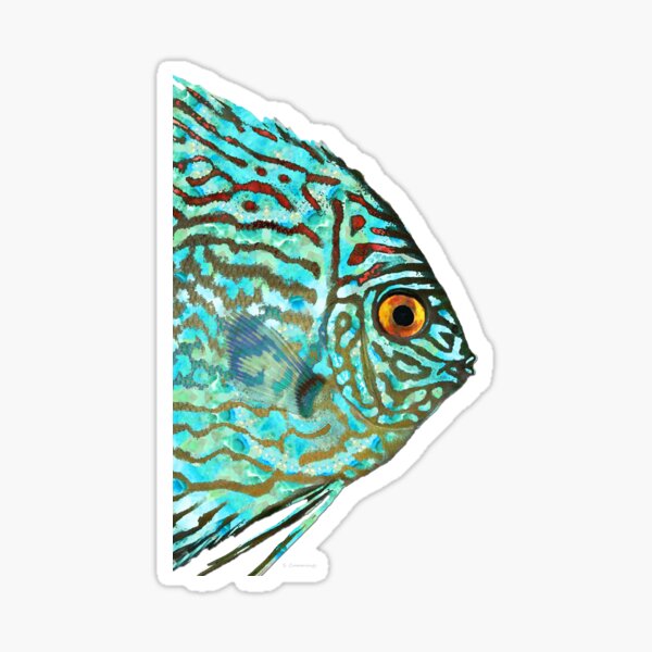 "Colorful Discus Fish Art Beachy Beach Artwork" Sticker by ...