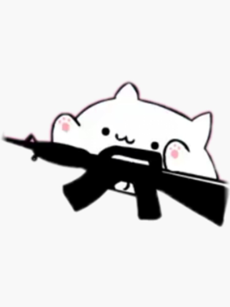 "Bongo cat with gun" Sticker by KaifRoy | Redbubble