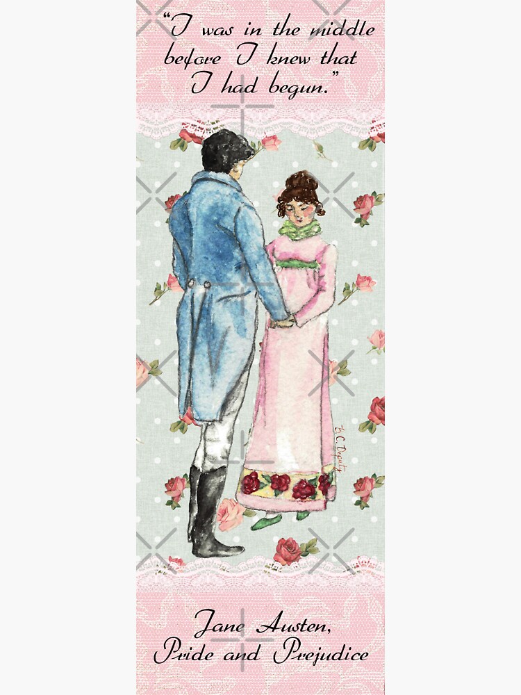 "Pride and Prejudice Jane Austen Bookmark" Sticker for Sale by ...