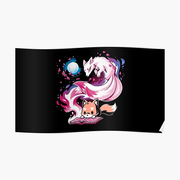 "Japanese Nine Tailed Fox Kitsune" Poster for Sale by GymDream | Redbubble