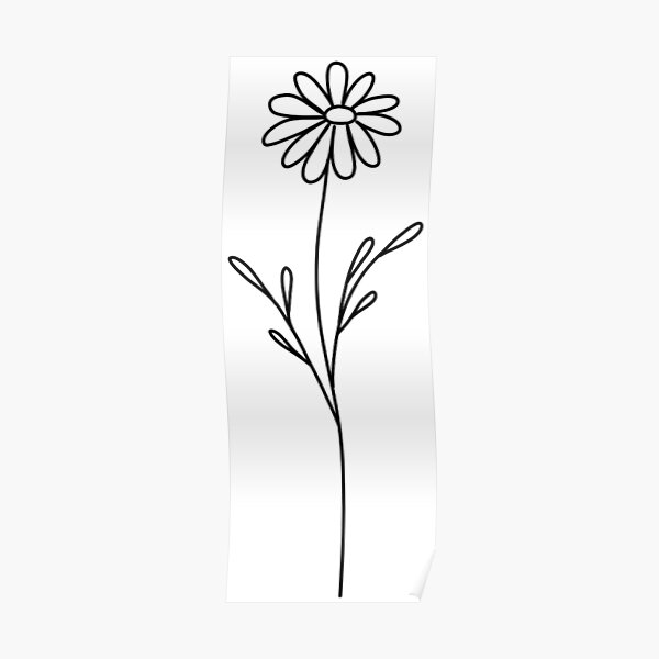 "Simple Daisy Flower Tattoo Line Art V1" Poster for Sale by KcmArts ...
