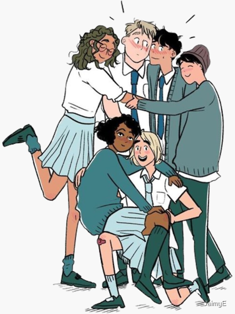 Pegatina «Dibujos animados de amigos Heartstopper» de JaimyE | Redbubble