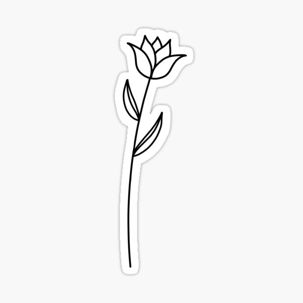 "Simple Tulip Flower Tattoo Line Art V3" Sticker for Sale by KcmArts ...