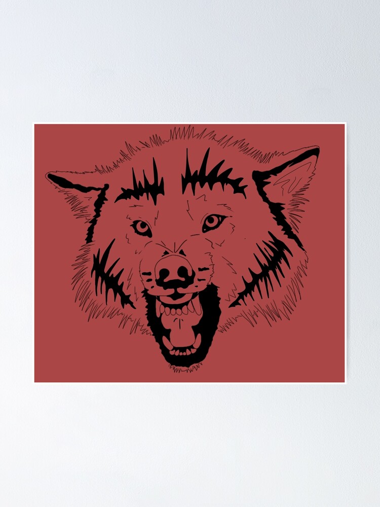 "Snarling Wolf Line Art" Poster for Sale by cass-prinz | Redbubble