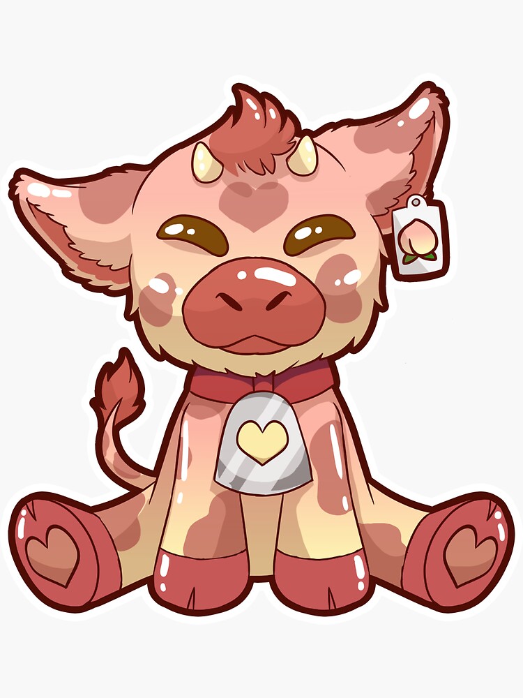 "Peach Cow" Sticker by aviandalek | Redbubble