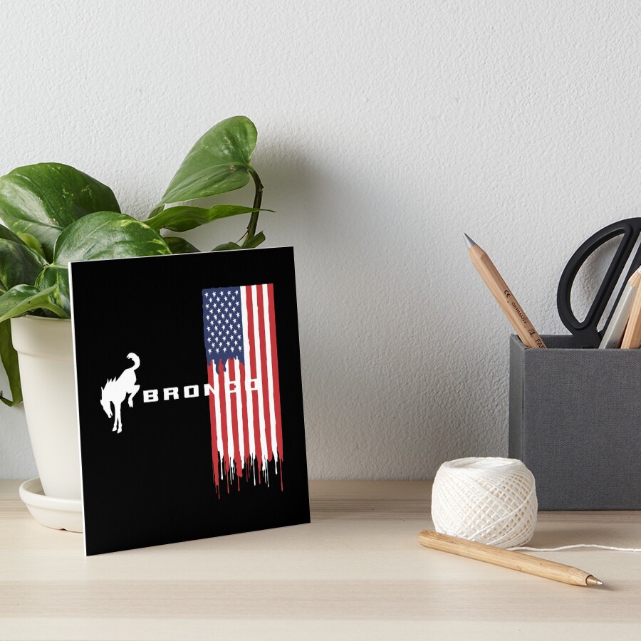 "Ford Bronco Emblem on USA Flag" Art Board Print by DomGDesign | Redbubble