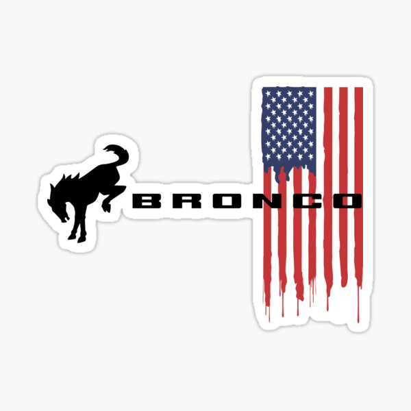"Ford Bronco Emblem on USA Flag" Sticker by DomGDesign | Redbubble