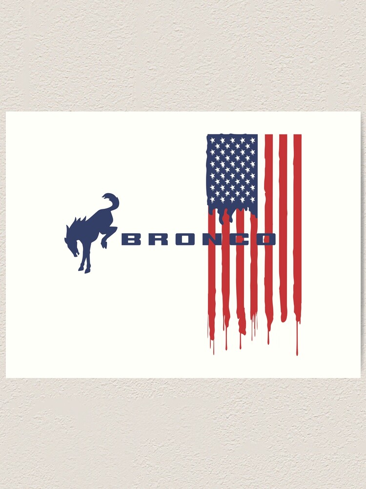 "Ford Bronco Emblem on USA Flag" Art Print for Sale by DomGDesign ...