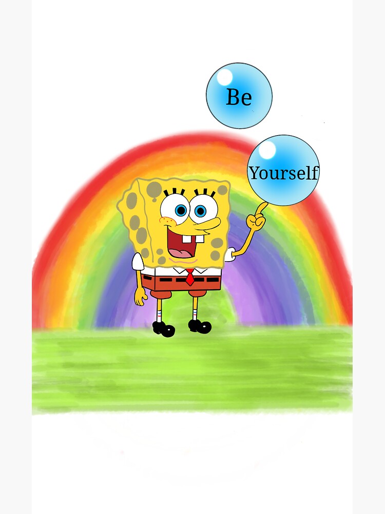 "SpongeBob with rainbow " Sticker for Sale by RblBlk | Redbubble