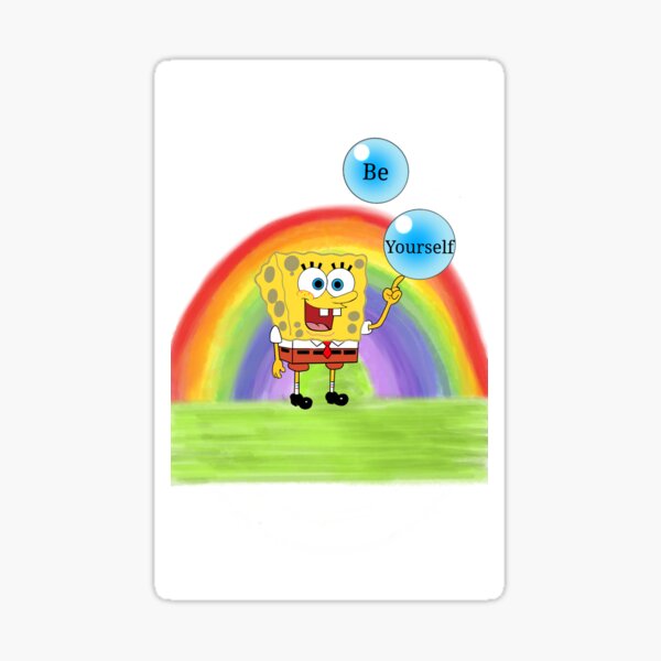 "SpongeBob with rainbow " Sticker for Sale by RblBlk | Redbubble