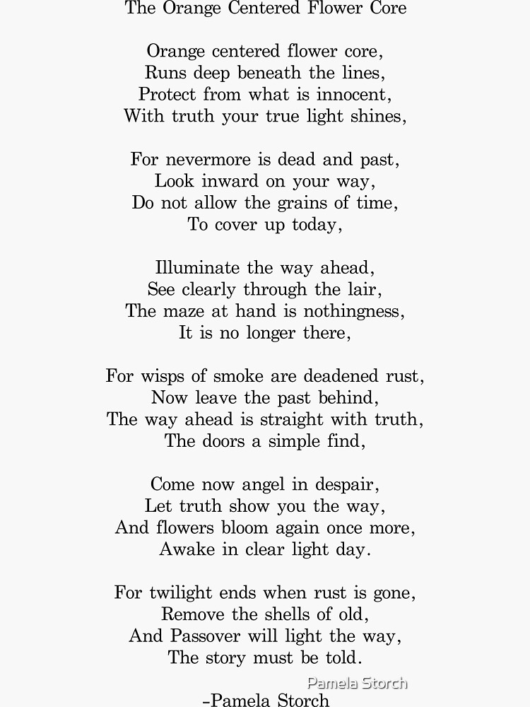 "The Orange Centered Flower Core Poem Writer's Edition" Sticker by ...