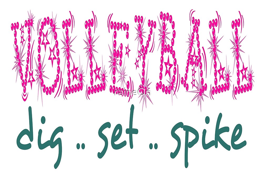 "Volleyball Dig Set Spike (pink/green)" by raineOn | Redbubble