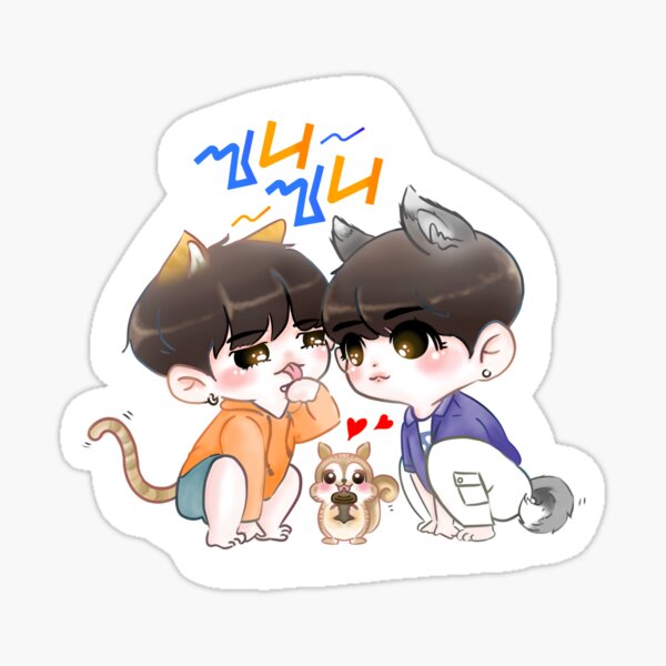 "ZeeNuNew Woof & MeMeow with little Squirrel " Sticker for Sale by ...