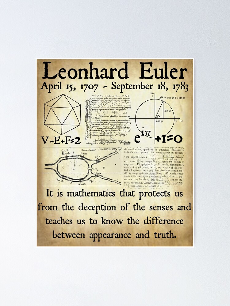 Poster « Leonhard Euler Mathématiques et vérité cite chaque problème résolu Design mathématique ...