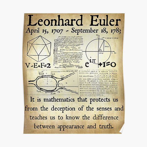 Poster « Leonhard Euler Mathématiques et vérité cite chaque problème résolu Design mathématique ...