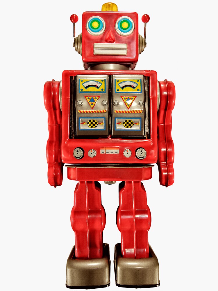 "Red Tin Toy Robot Pattern" Sticker by YoPedro | Redbubble