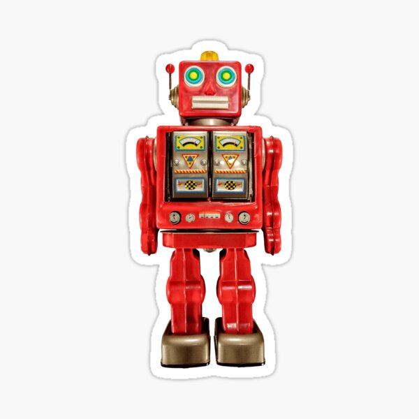 "Red Tin Toy Robot Pattern" Sticker by YoPedro | Redbubble