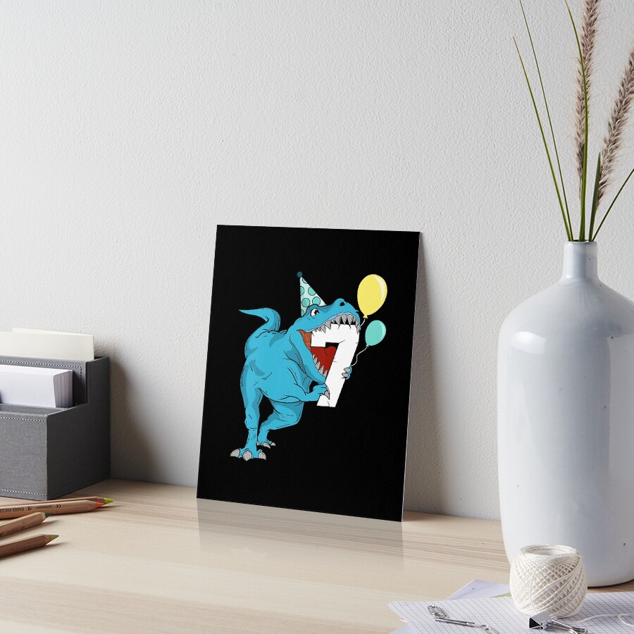 "Kids Dinosaur 7th Birthday Boy 7 T-Rex Seven Year Old" Art Board Print ...