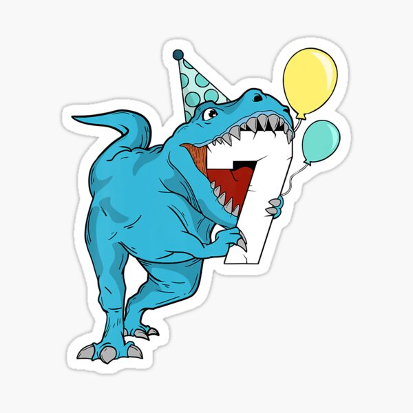 "Kids Dinosaur 7th Birthday Boy 7 T-Rex Seven Year Old" Sticker by ...