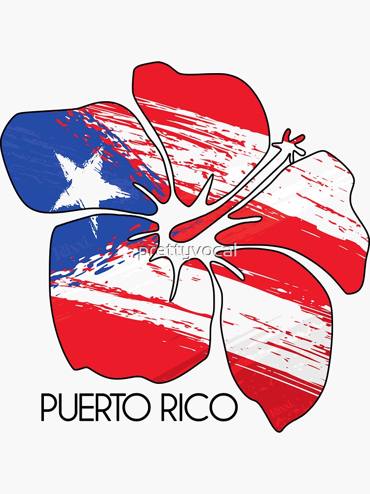 Pegatina «Bandera del orgullo de Puerto Rico Flor de hibisco Vintage ...