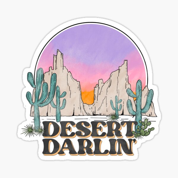 "Retro Western Desert Darlin'" Sticker for Sale by Toastedcoconuts ...