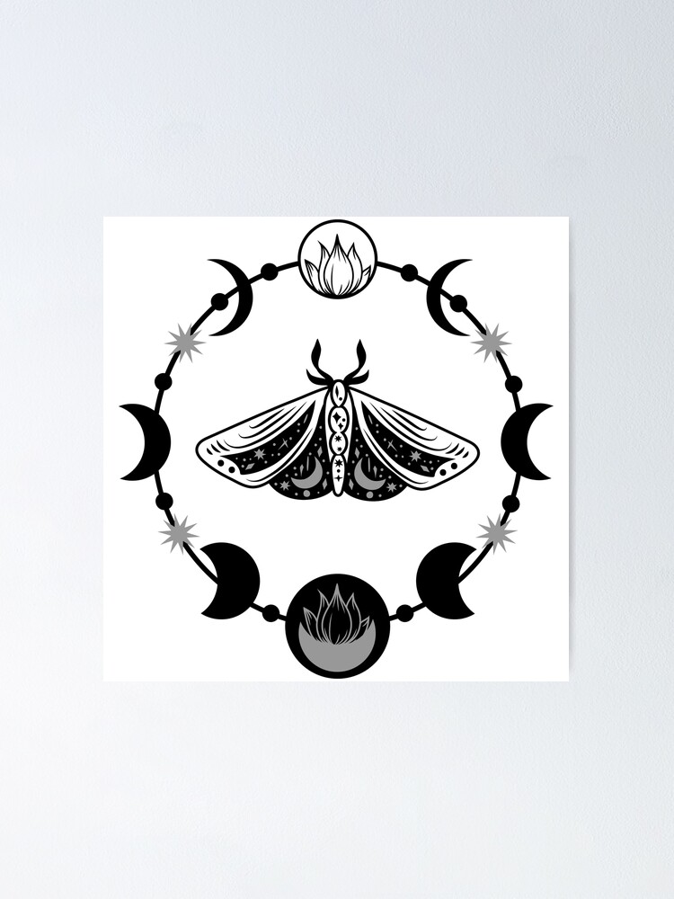 "Moon phases with a lunar moth" Poster by Porche-Berry | Redbubble