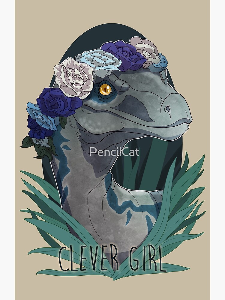 "Clever Girl - Blue" Art Print for Sale by PencilCat | Redbubble