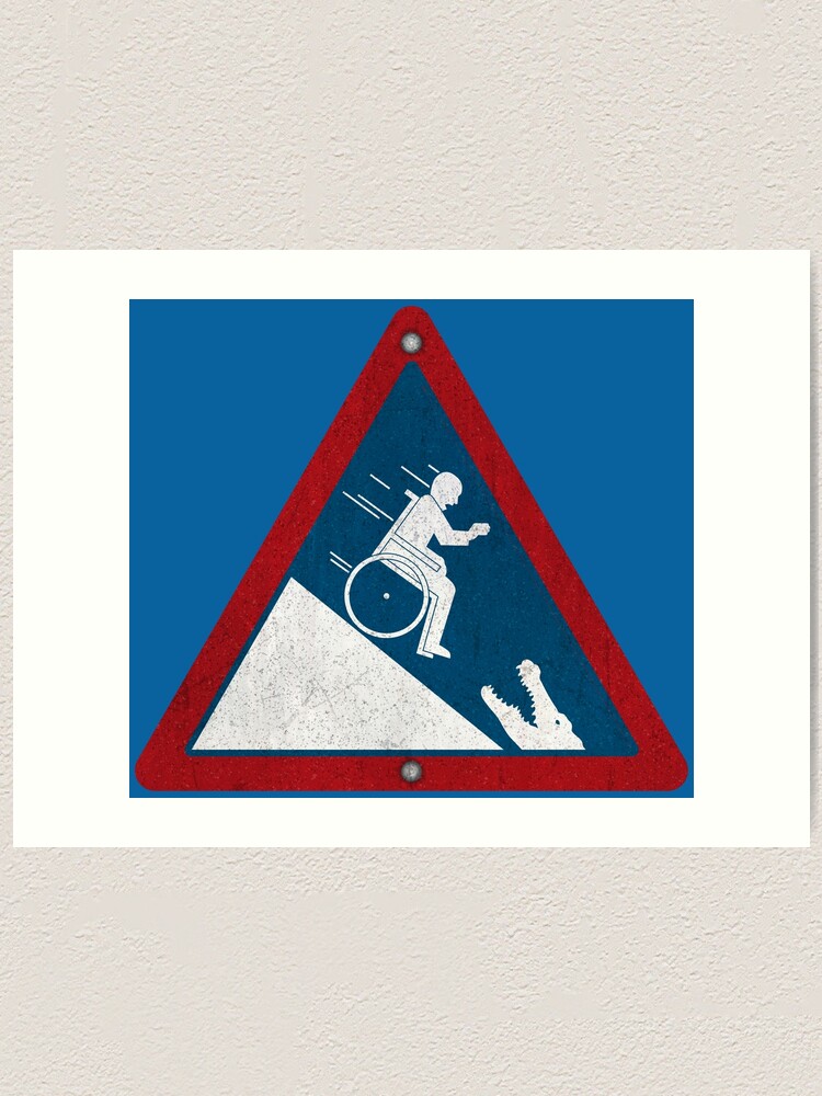 "Wheelchair Operators and Crocodiles Warning Sign, Part of a Series of ...