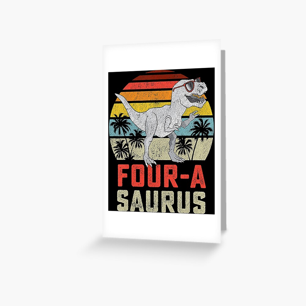 "Kids Four A Saurus Birthday T Rex 4 Year Old Dino 4th Dinosaur ...