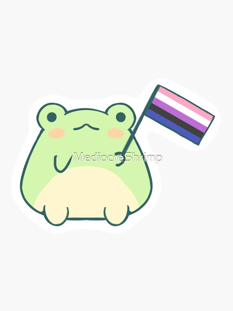 "Cute Frog With Genderfluid Pride Flag" Sticker by MediocreShrimp ...